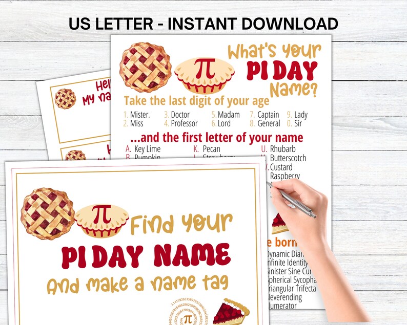 What's Your Pi Day Name Game WITH NAMETAGS + Sign,game, Pi Day ...