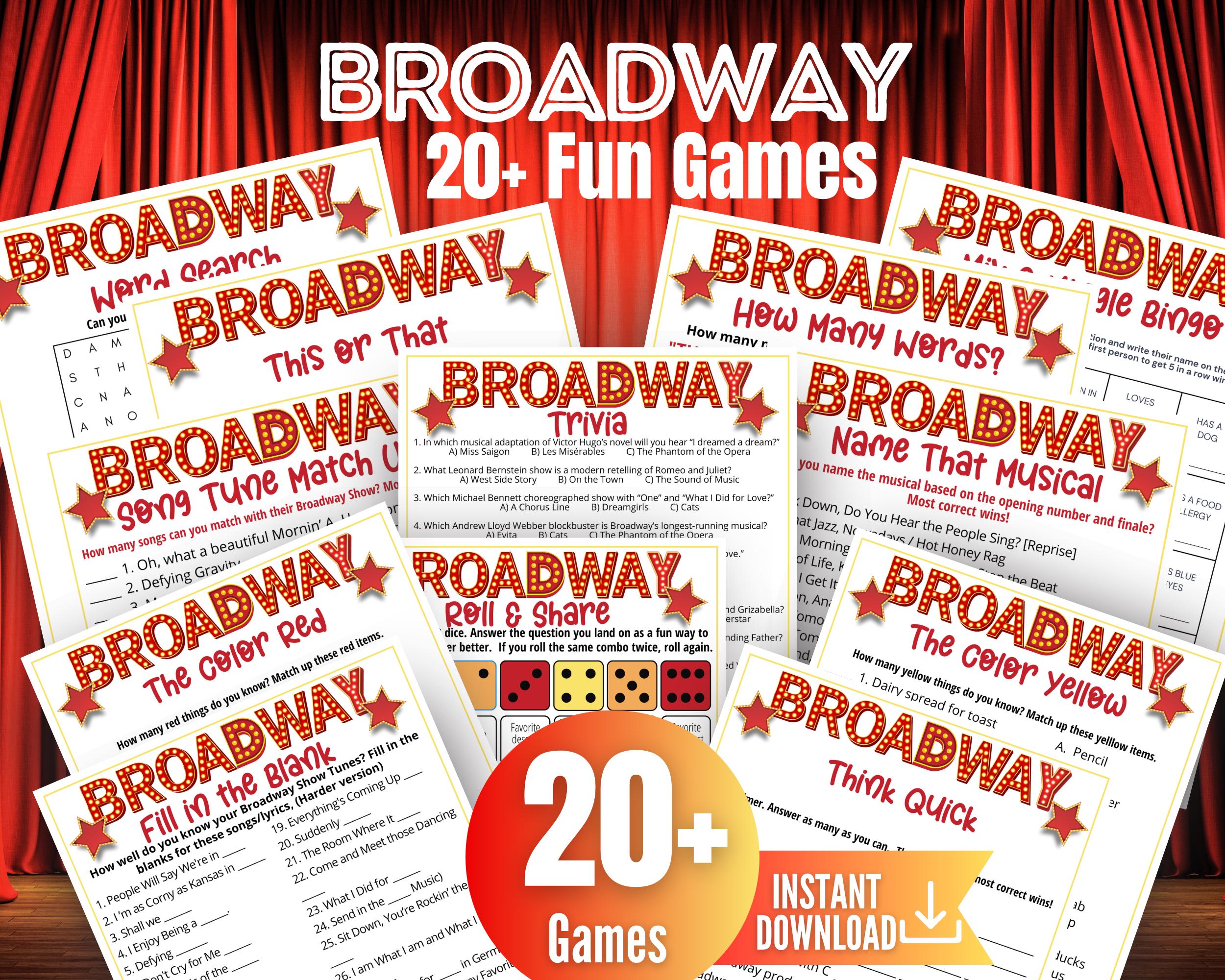 Broadway Trivia Game Bundle,musical Theater Quiz Party,broadway Show ...