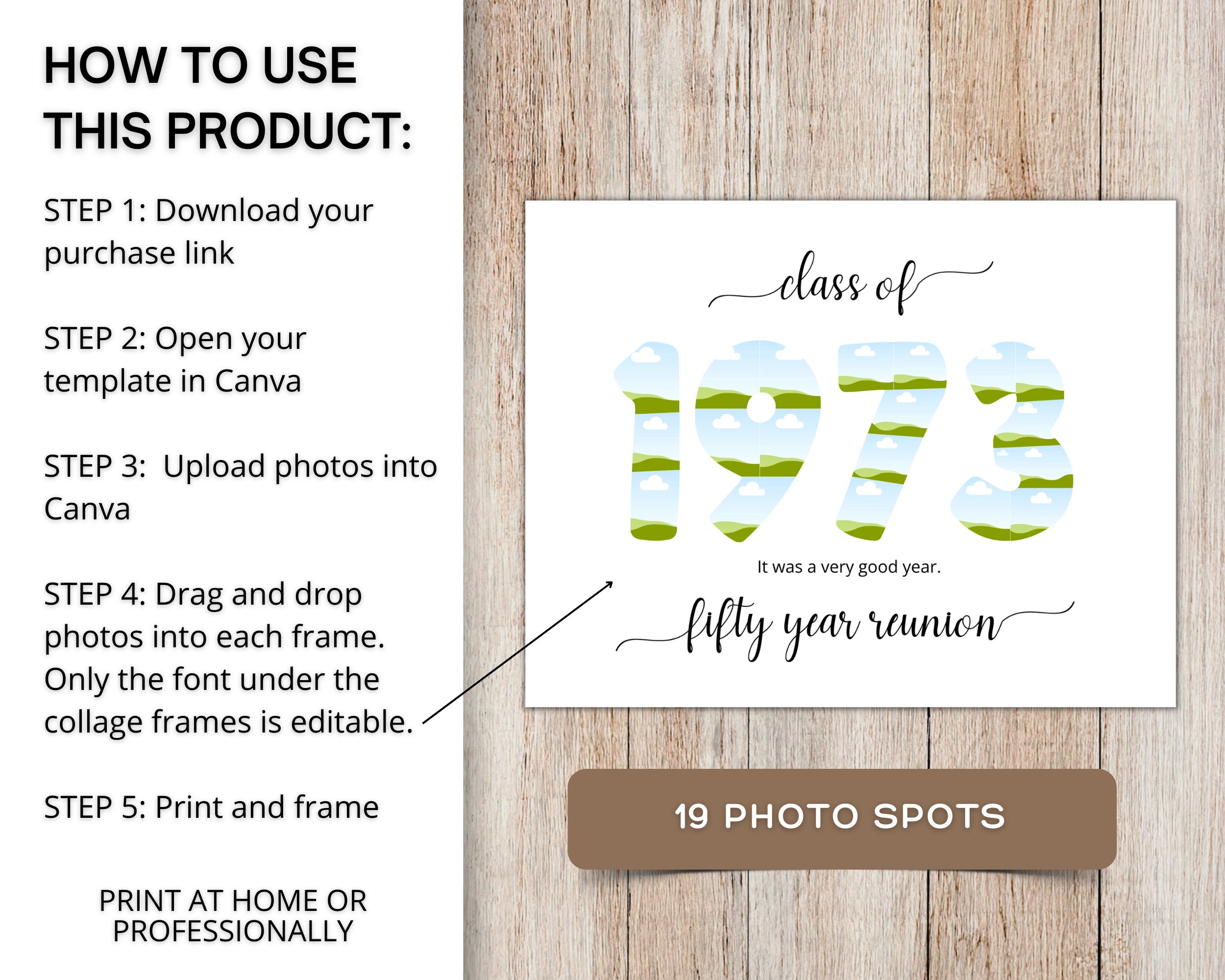 EDITABLE Custom 50th Class Reunion Sign, 50th Reunion Photo Collage ...