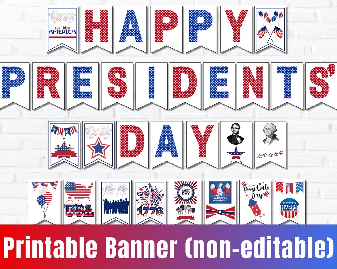 Happy Presidents' Day Banner Sign,printable Patriotic Poster,diy ...