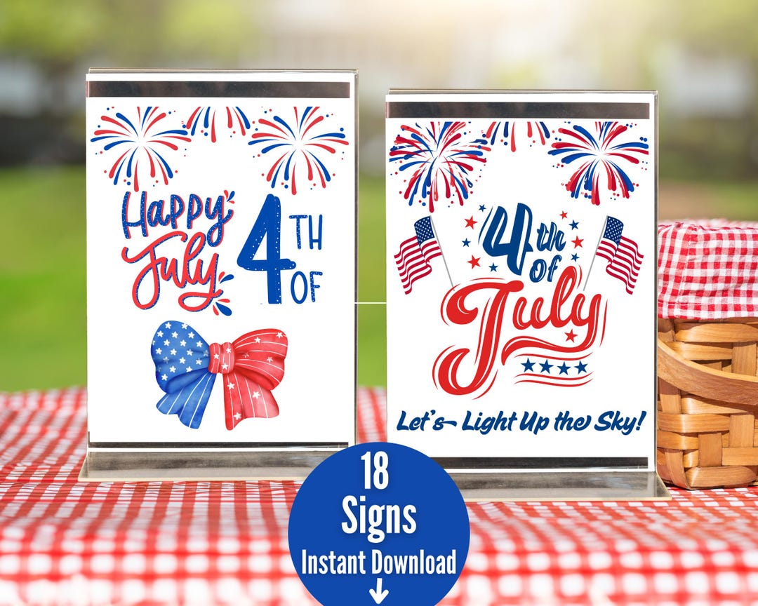 July 4th Party Signs, Independence Day Table Signs, 4th of July BBQ ...