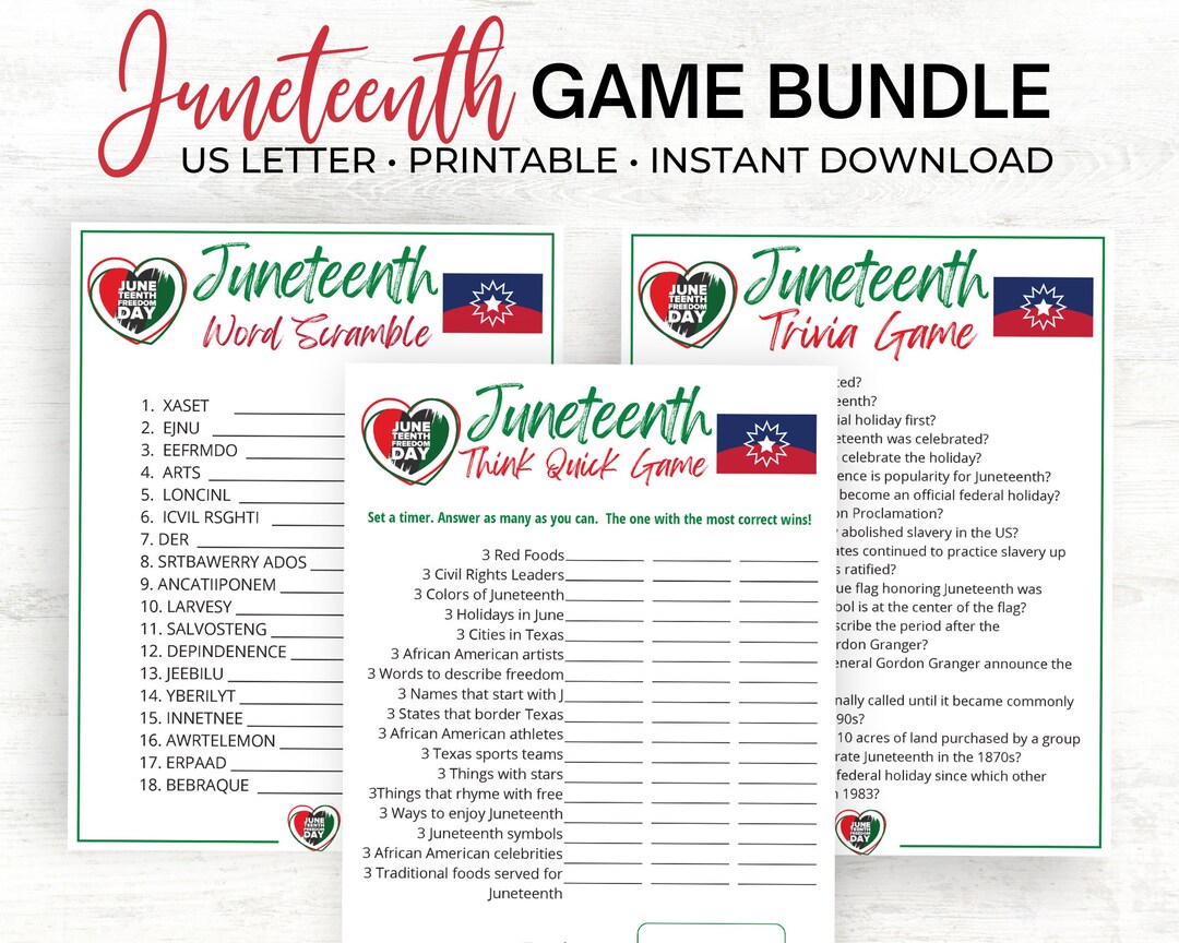 Juneteenth Game Bundle Juneteenth Trivia Game Juneteenth - Etsy