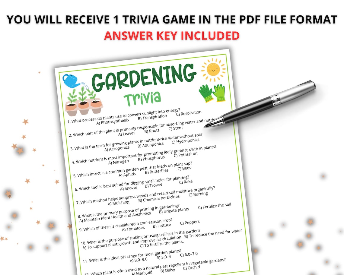 Gardening Trivia Game, Spring Season Quiz, Spring Time Game for Adults ...