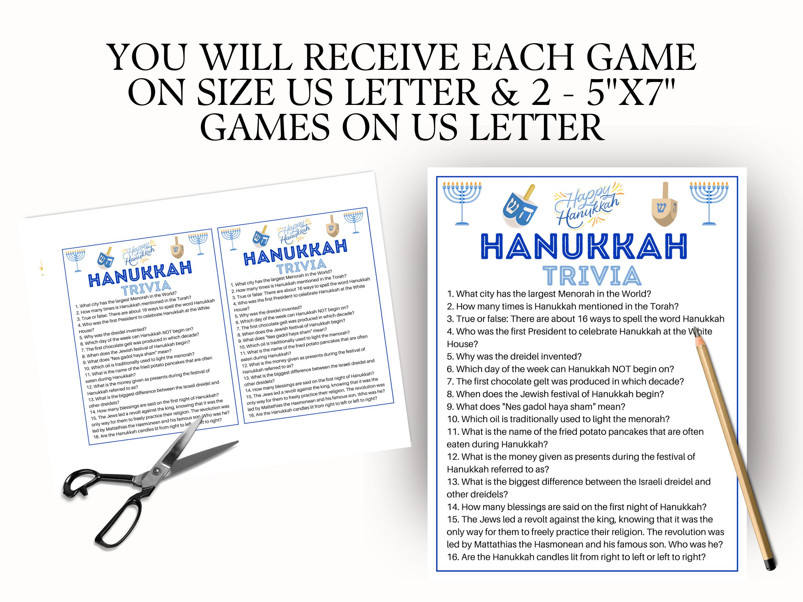 Hanukkah Game Bundle, Jewish Party Games, Hanukkah Holiday Trivia ...