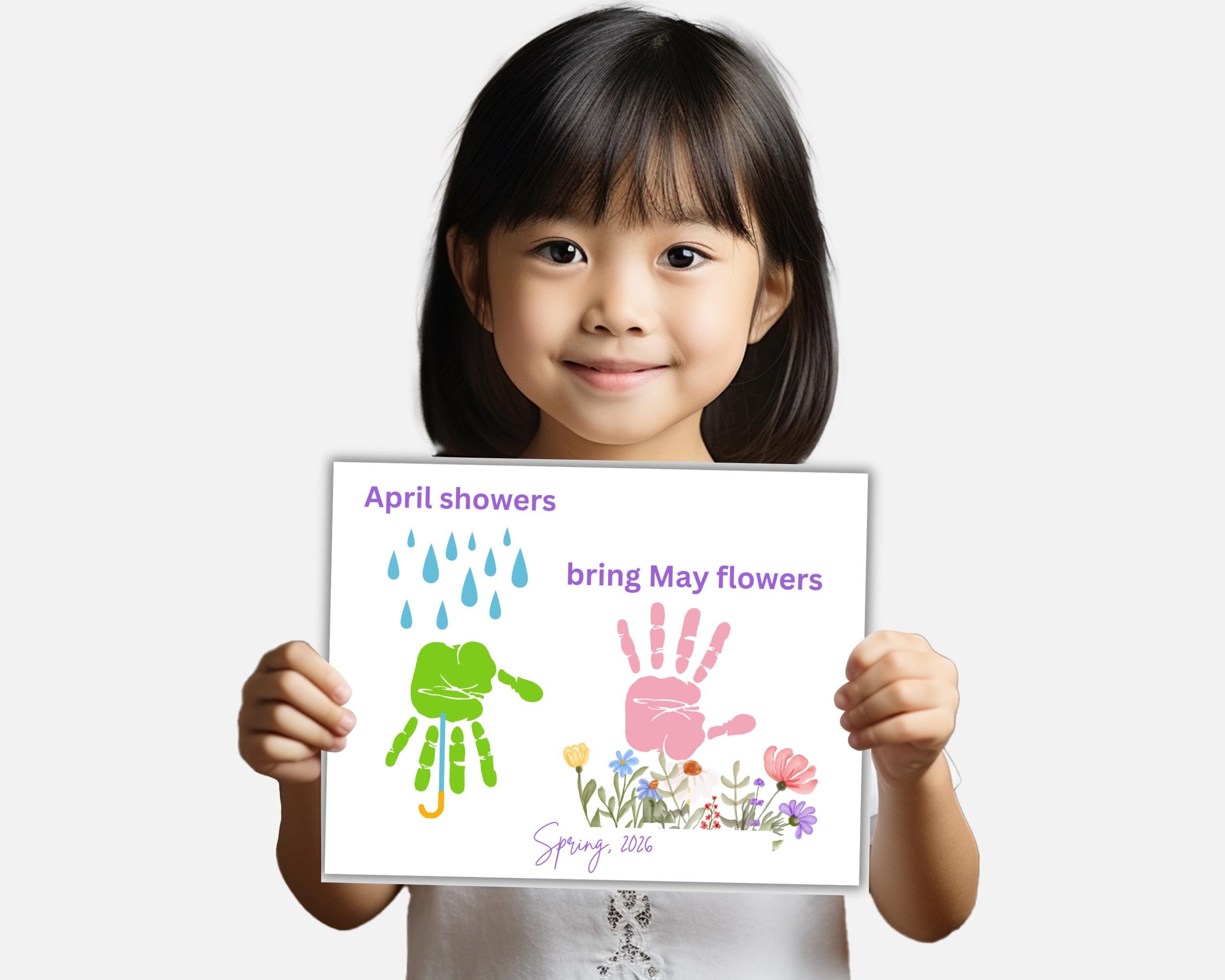 April Showers May Flowers Handprint Art,flower Keepsake Craft,spring ...