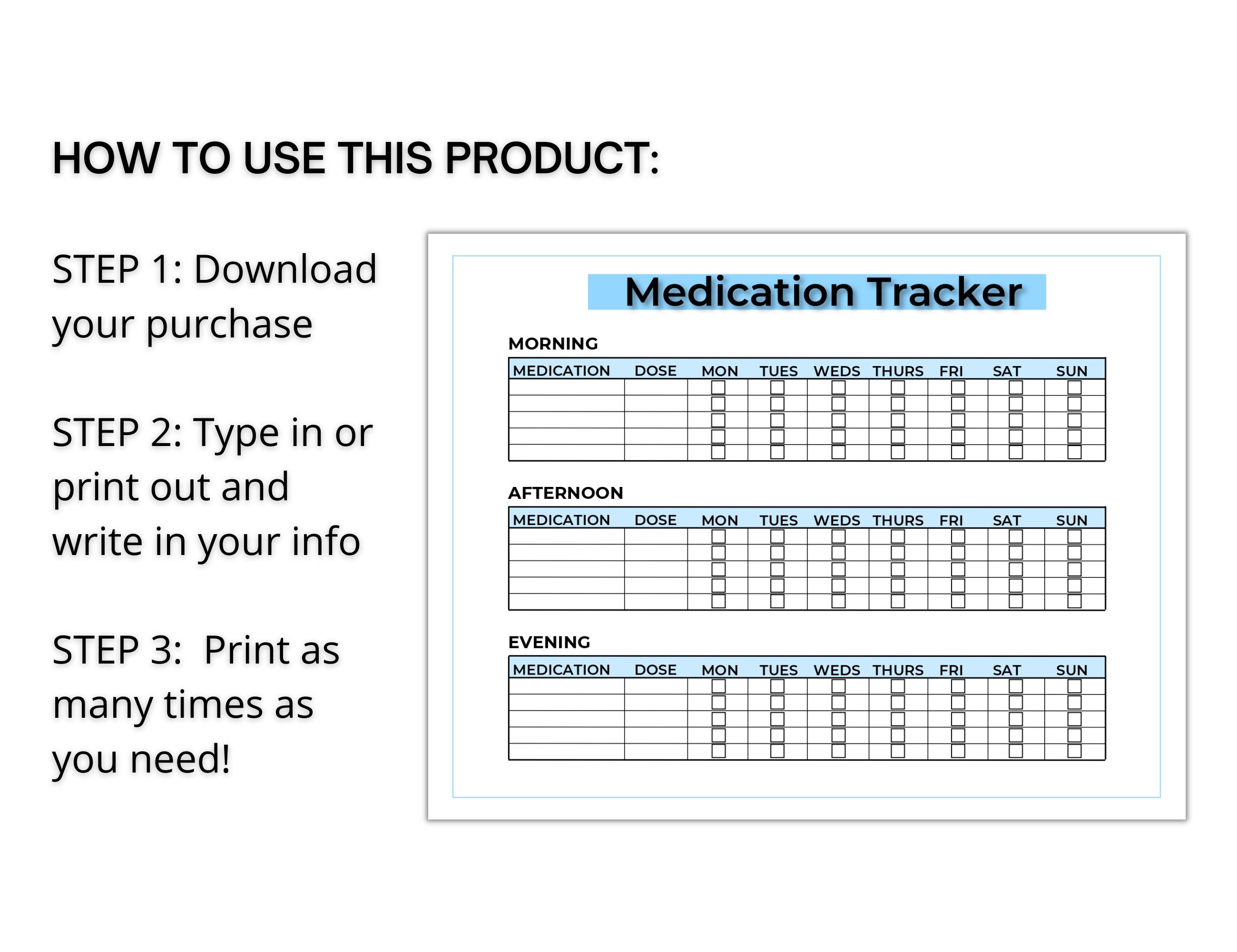 Editable Medication Tracker, Daily Medication Tracker, Medication Log ...