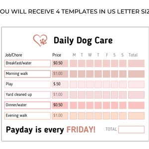 Dog Chore Chart, Chore Chart for Kids, Pet Responsibility Chart, Kid ...
