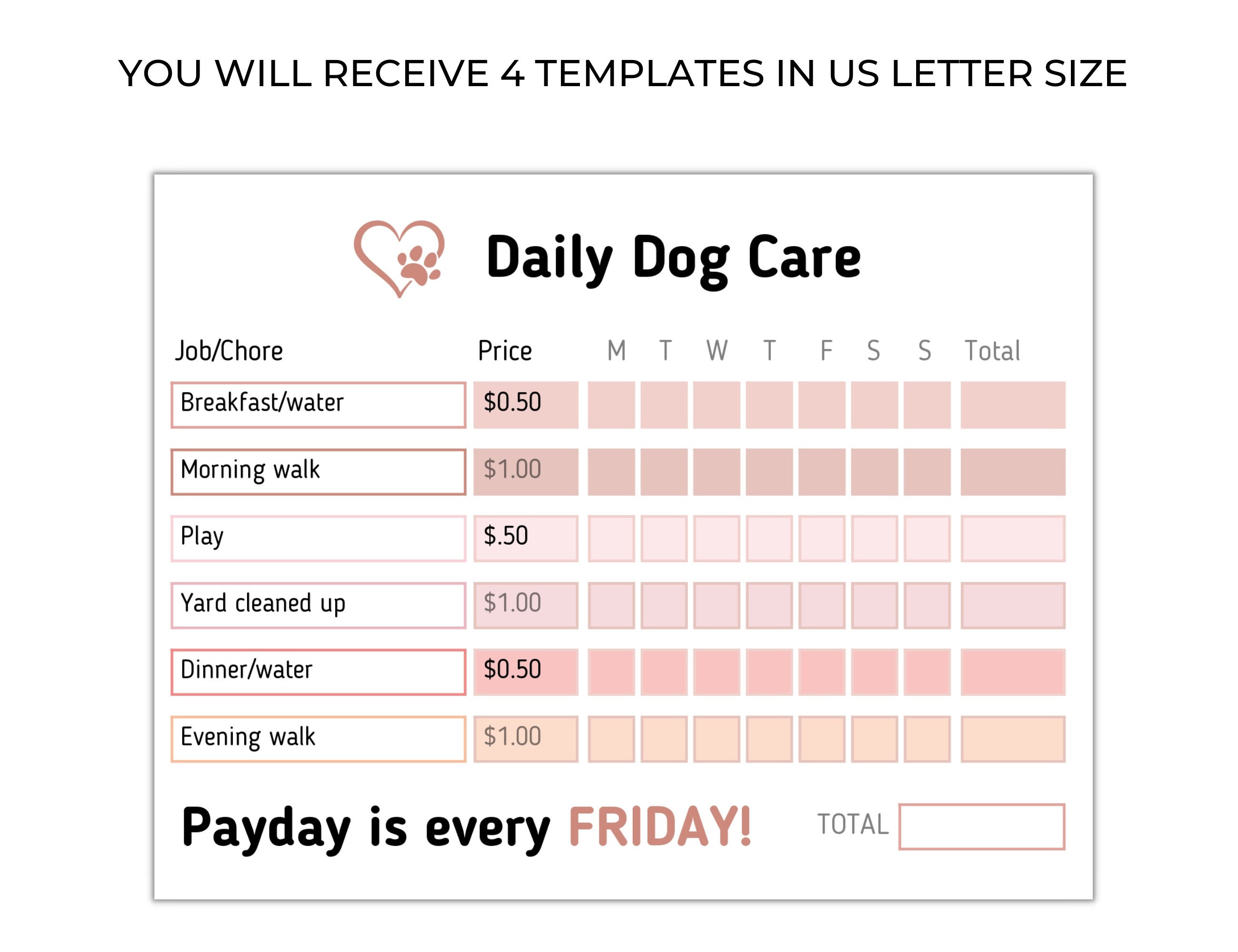 Dog Chore Chart, Chore Chart for Kids, Pet Responsibility Chart, Kid ...