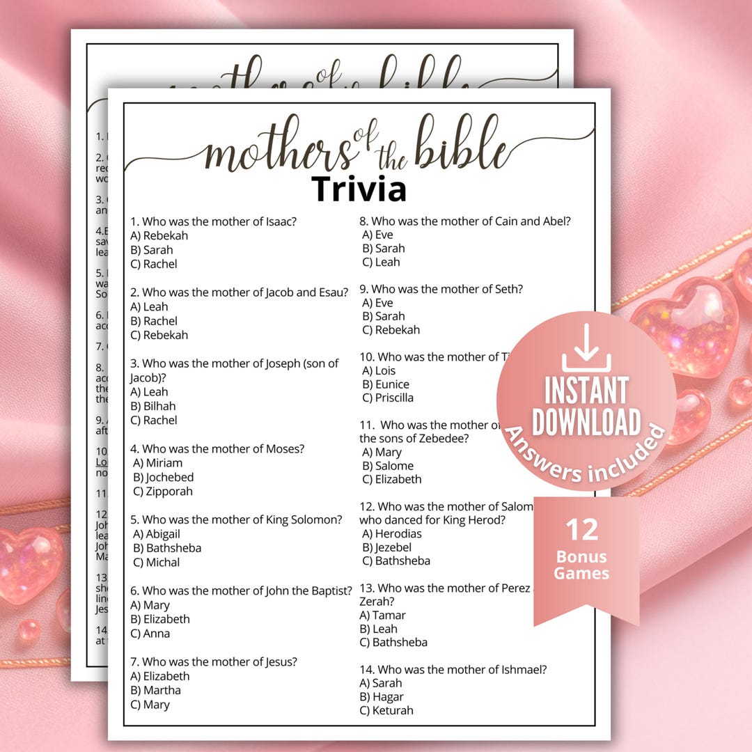 Mothers of the Bible Game,mother's Day Bible Trivia for Kids,teens ...