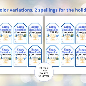 Editable Happy Hanukkah Gift Tag Template, Printable Chanukah Tag, Gelt ...