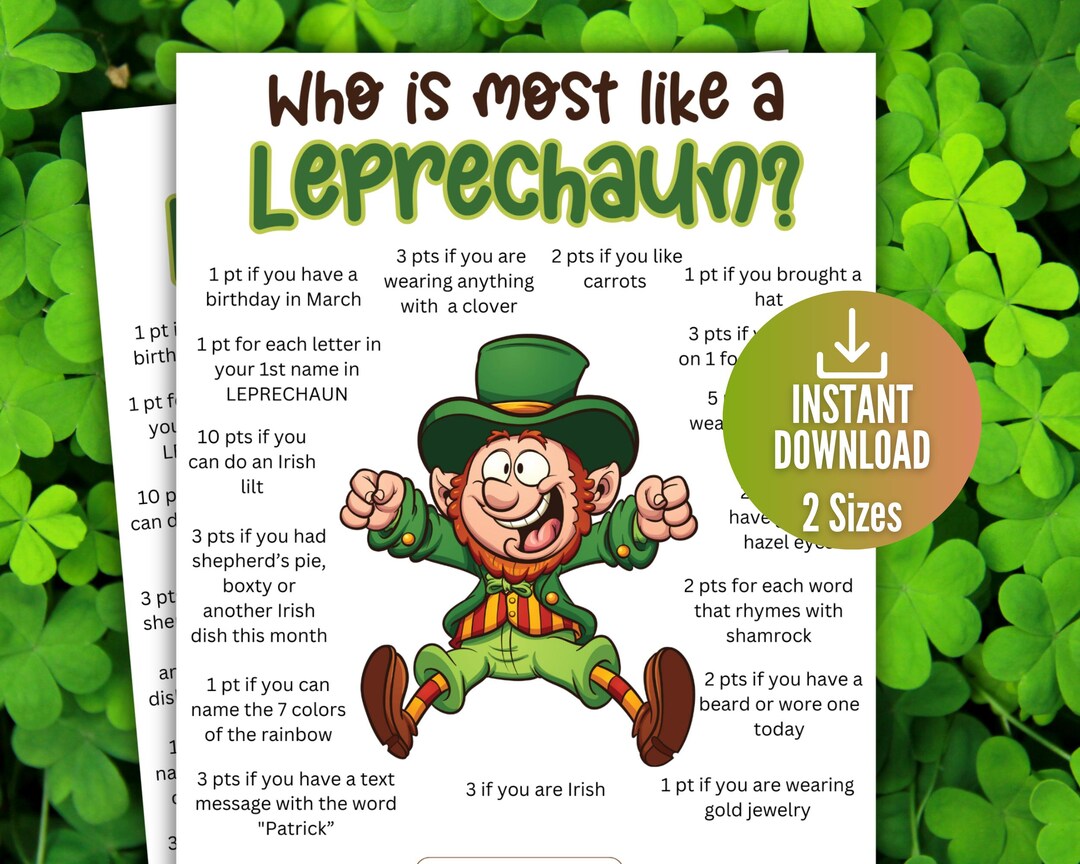 Who is Most Like a Leprechaun,st. Patrick's Day Trivia Game,irish Party ...