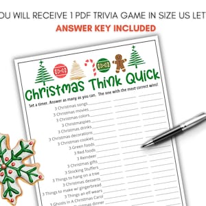 Christmas Think Quick Trivia Game, Friendsmas Fast Thinking Game ...