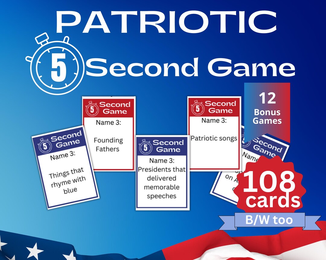 Patriotic 5 Second Game, 4th of July Activity for Kids and Adults ...