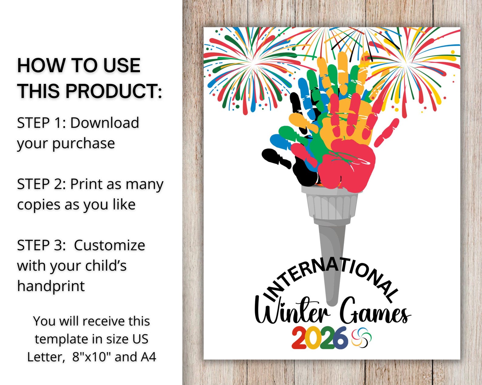 2026 Winter Games Handprint Art,international Gold Medal Games Keepsake ...