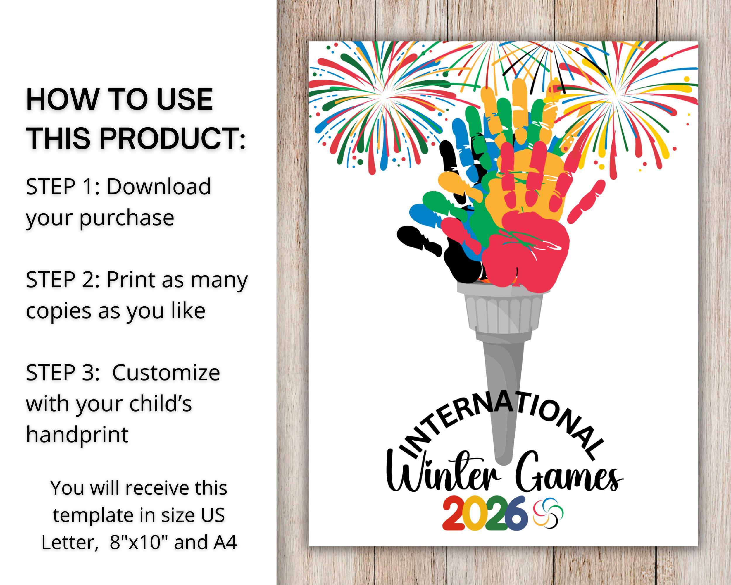 2026 Winter Games Handprint Art,international Gold Medal Games Keepsake ...