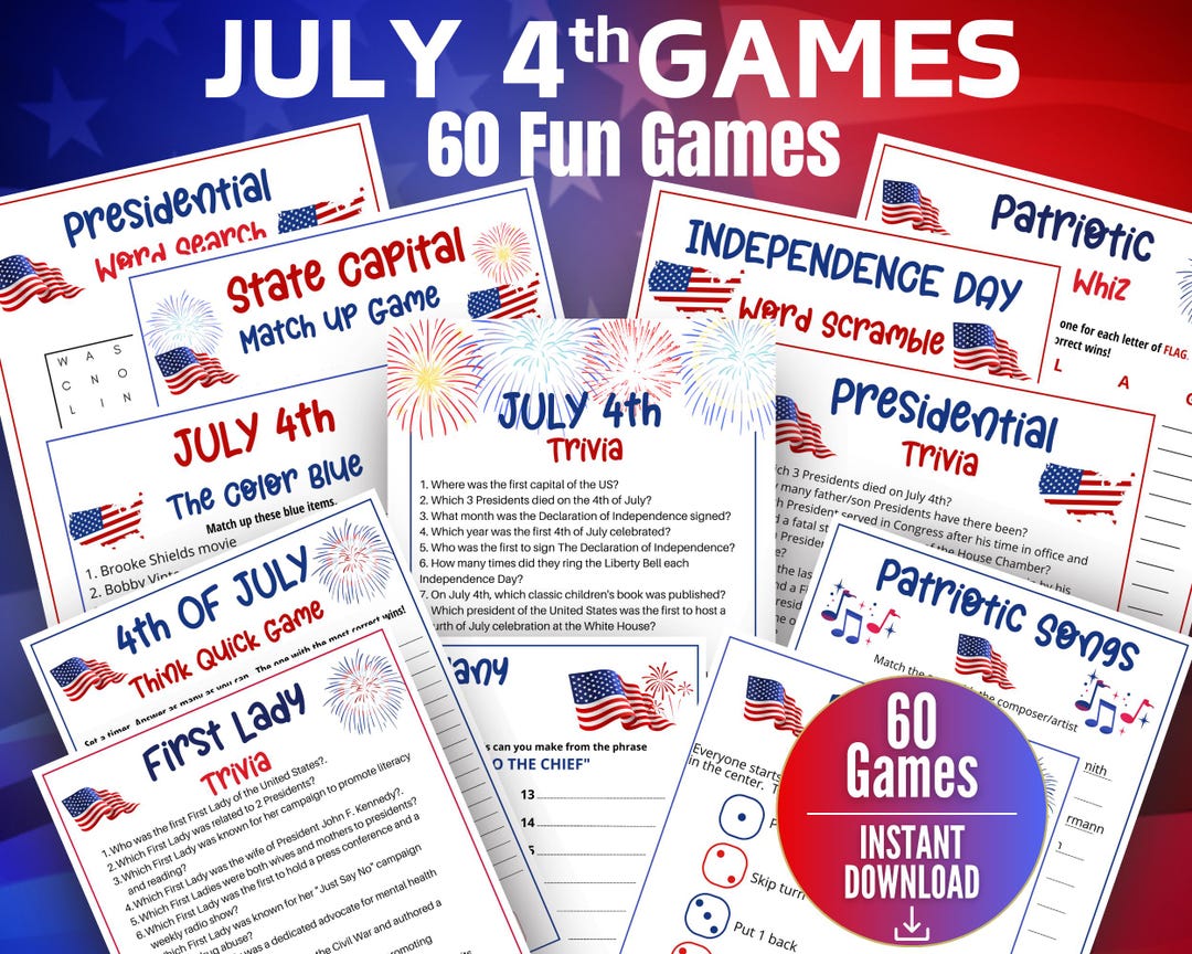 4th of July Game Bundle, July 4th Trivia, Patriotic Songs Game ...