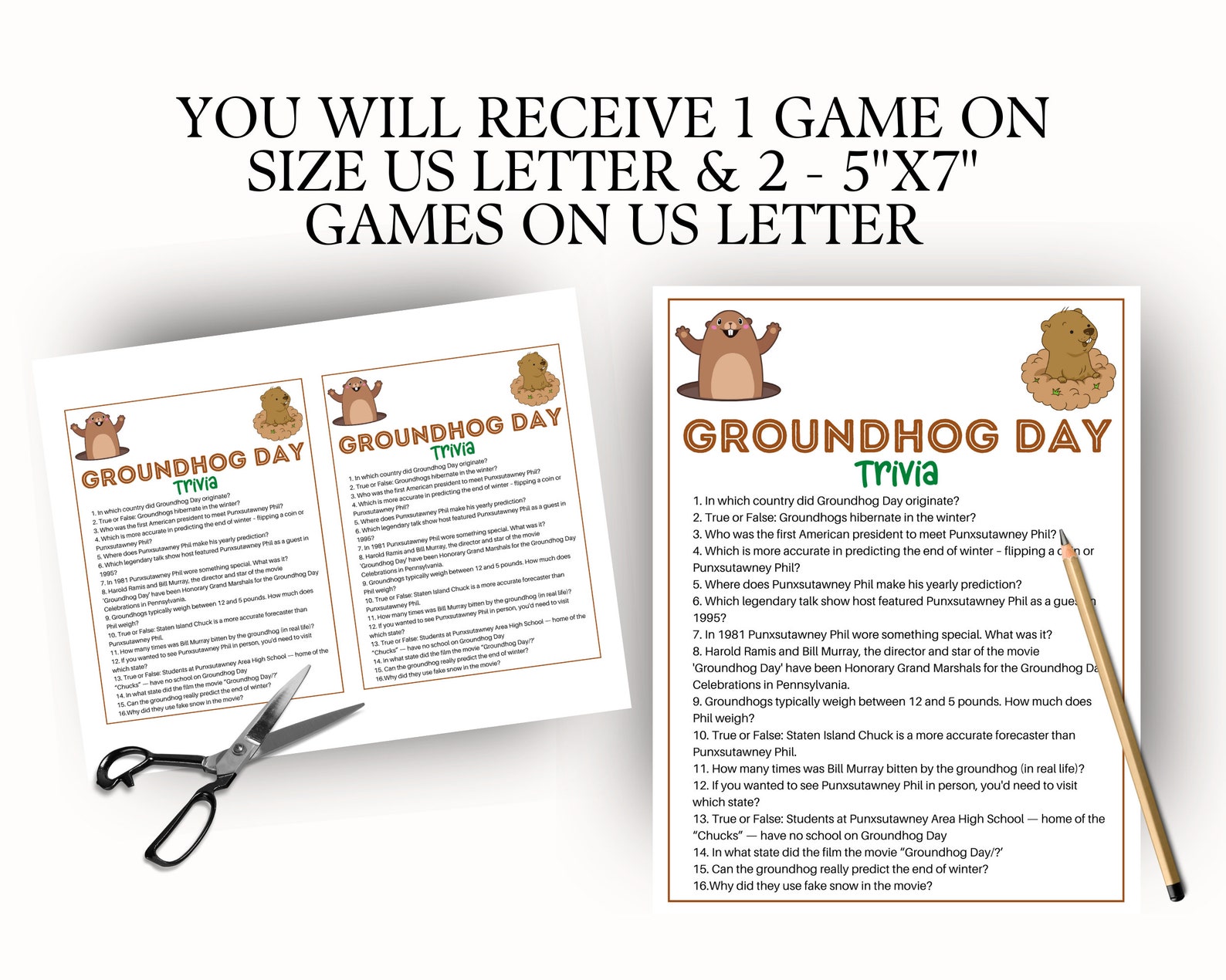 Groundhog Day Game Bundle, Groundhog Day Trivia, Groundhog Celebration ...