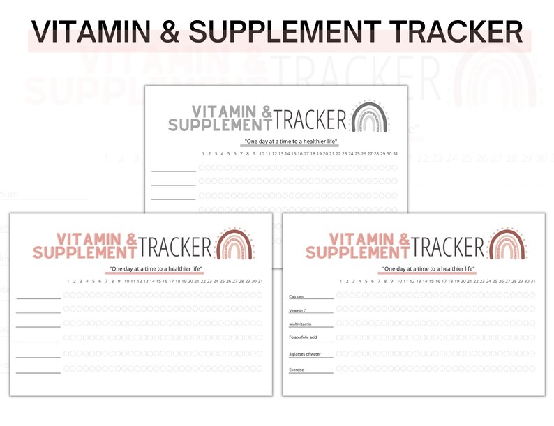 Editable Vitamin and Supplement Tracker, Daily Vitamin Tracker ...