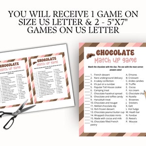 Chocolate Match Game, Chocolate Party Quiz Game, Sleepover Game, Family ...