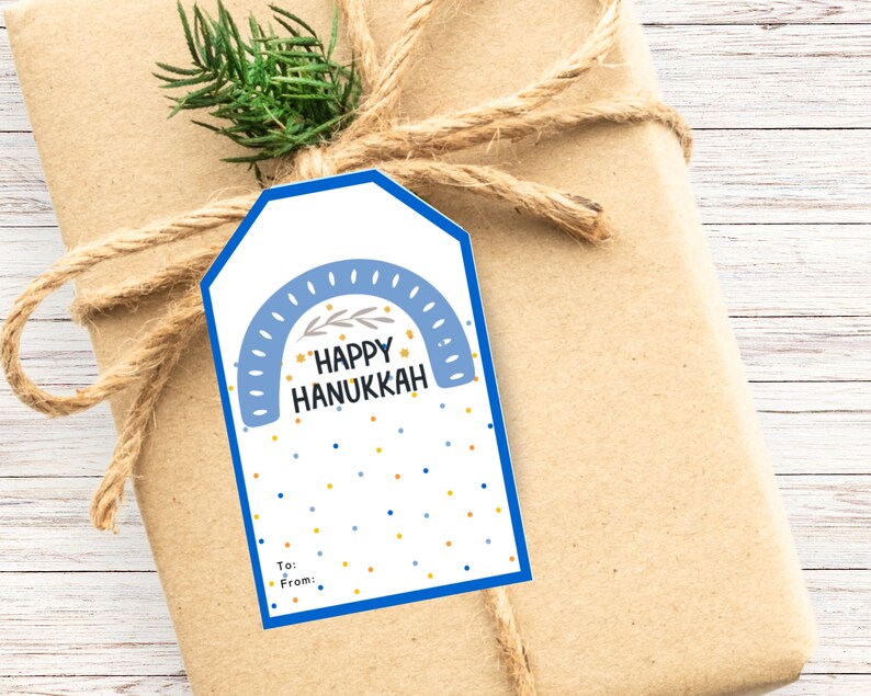 Happy Hanukkah Gift Tags, Printable Chanukah Tag, Gelt Favor Tags ...