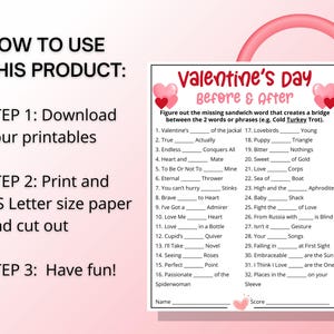 Valentine's Day Before & After Trivia Game, Fill in the Blank ...