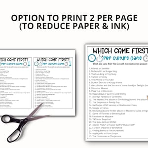 Pop Culture Trivia Game, Guess Which Came First Quiz,printable Game for ...
