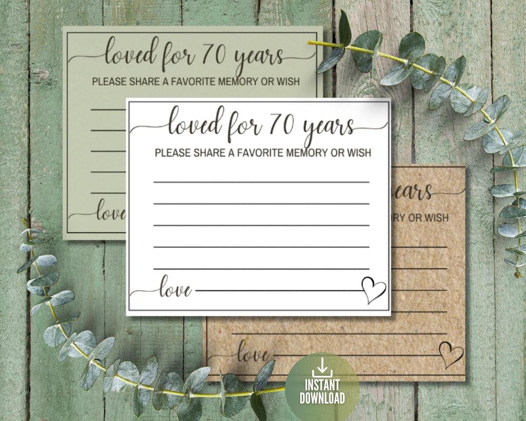 Loved for 70 Years,70th Birthday Party Wishes,share a Favorite Memory ...
