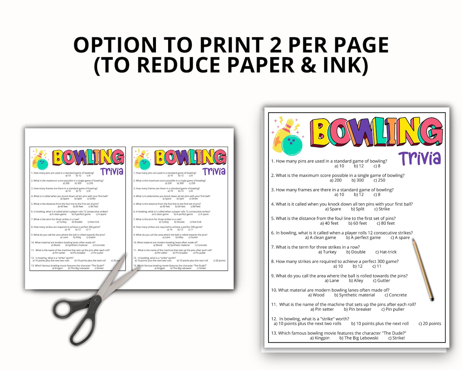 Bowling Trivia Game, Sports Team Trivia, Office Party Activity, Bowling ...