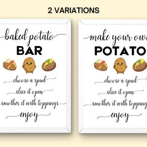 Potato Bar Station Sign & Table Cards, Make Your Own Potato Signs ...