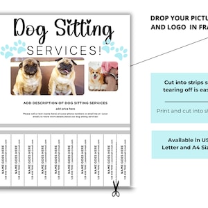 Editable Dog Sitting Marketing Flyer, Pet Sitting Tear off Flyer, Dog ...