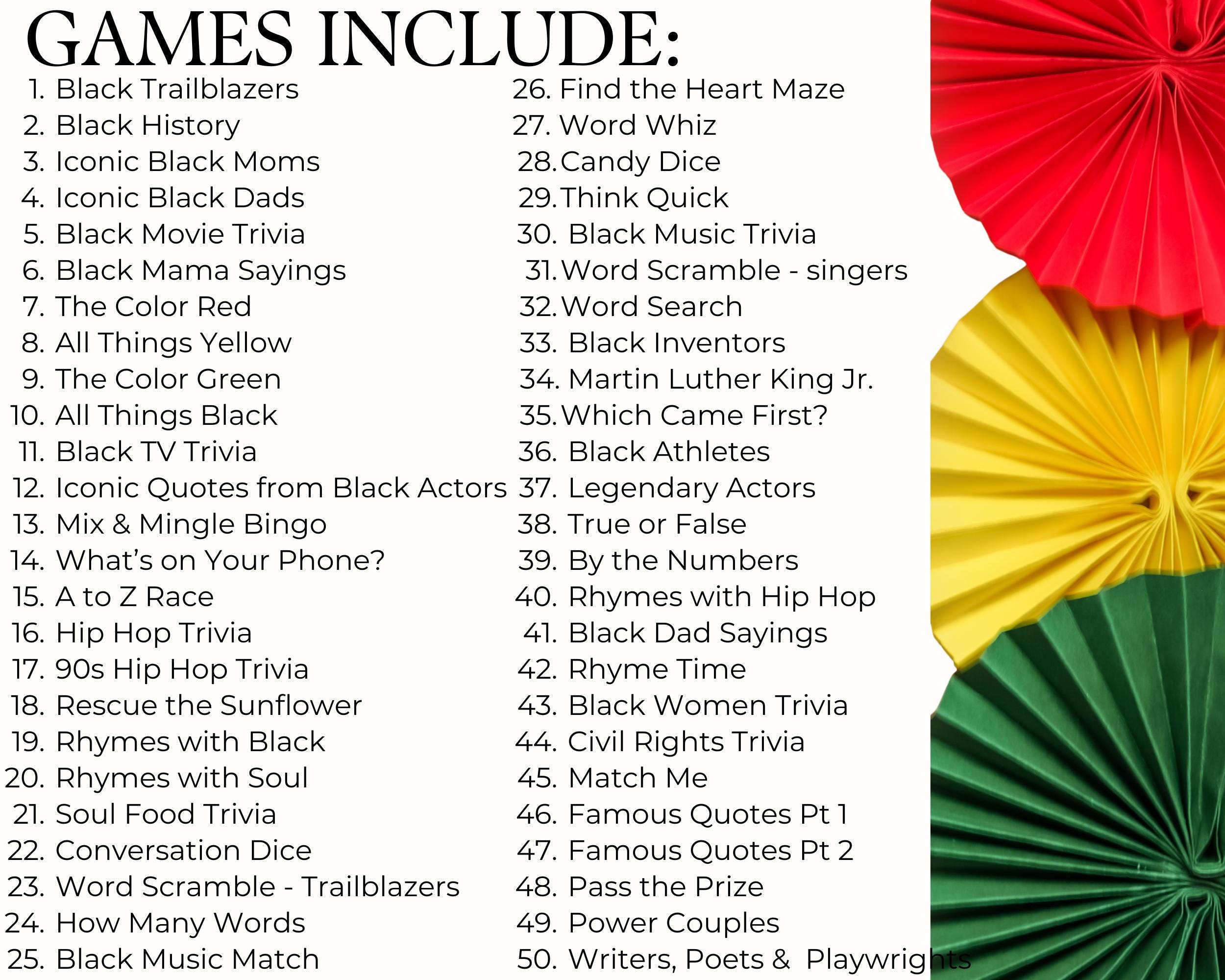 Black History Game Bundle, Black Heritage Month Games, African American ...
