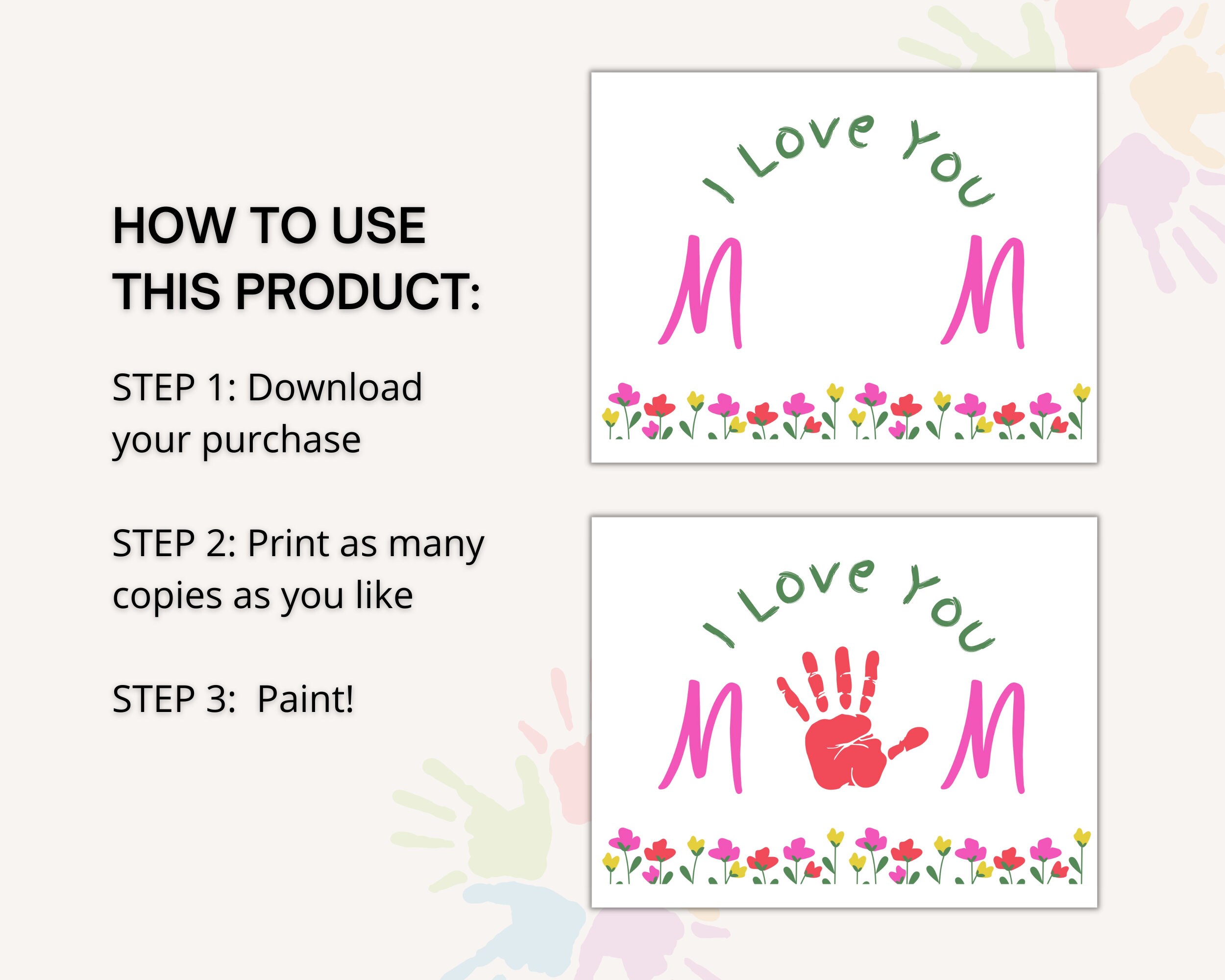 Mother's Day Handprint Craft, Mom's Birthday Handprint Art, Handprint ...