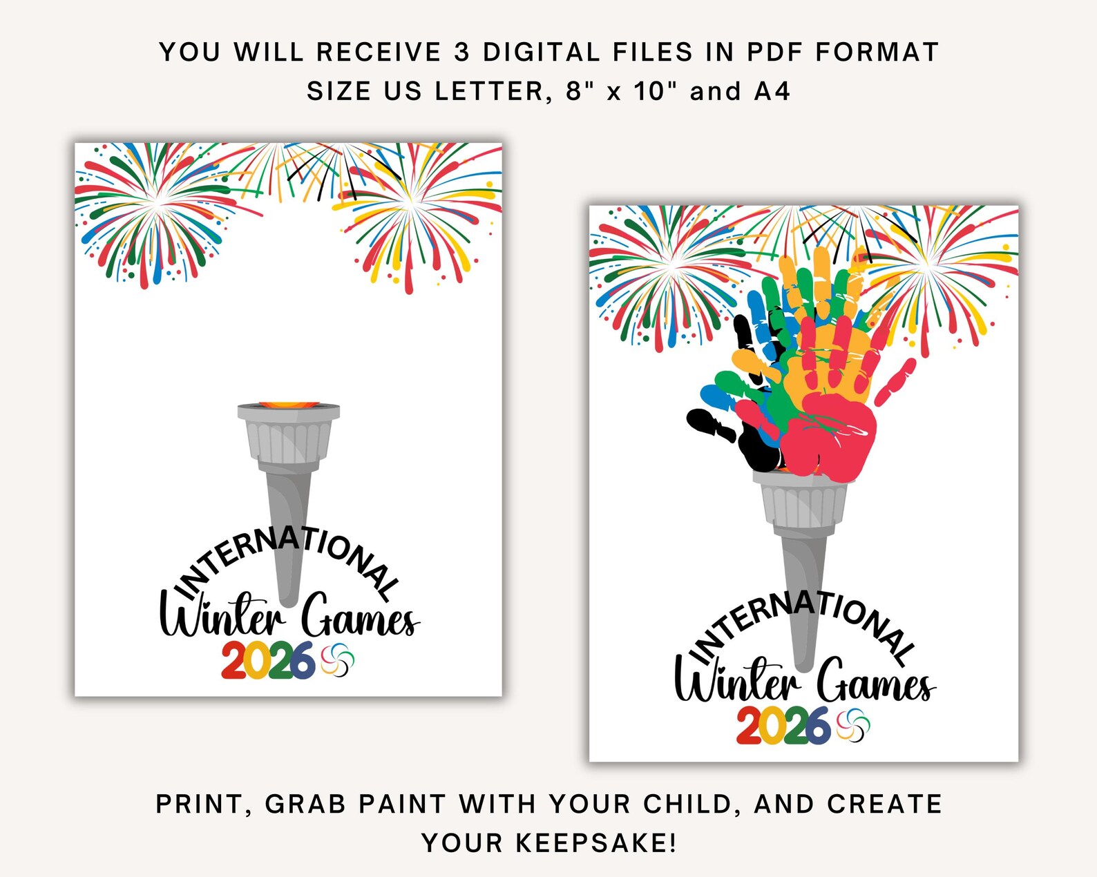 2026 Winter Games Handprint Art,international Gold Medal Games Keepsake ...
