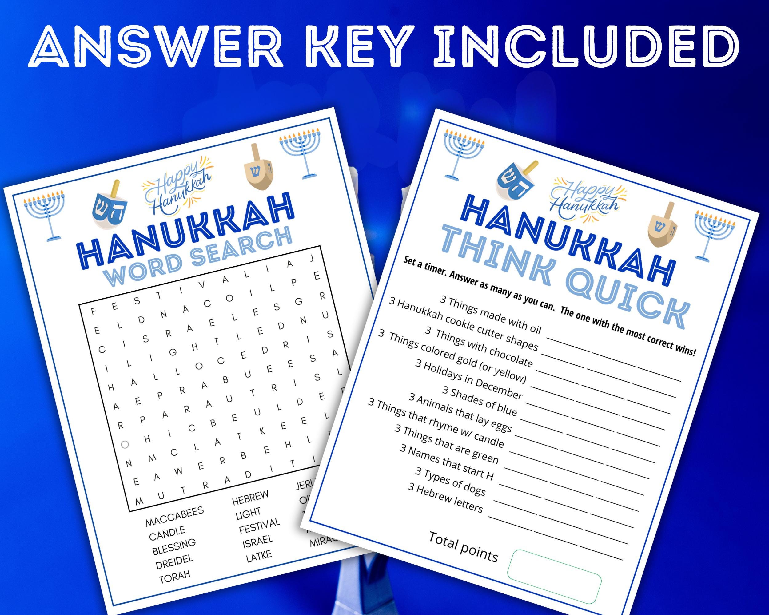 Hanukkah Game Bundle, Jewish Party Games, Hanukkah Holiday Trivia ...