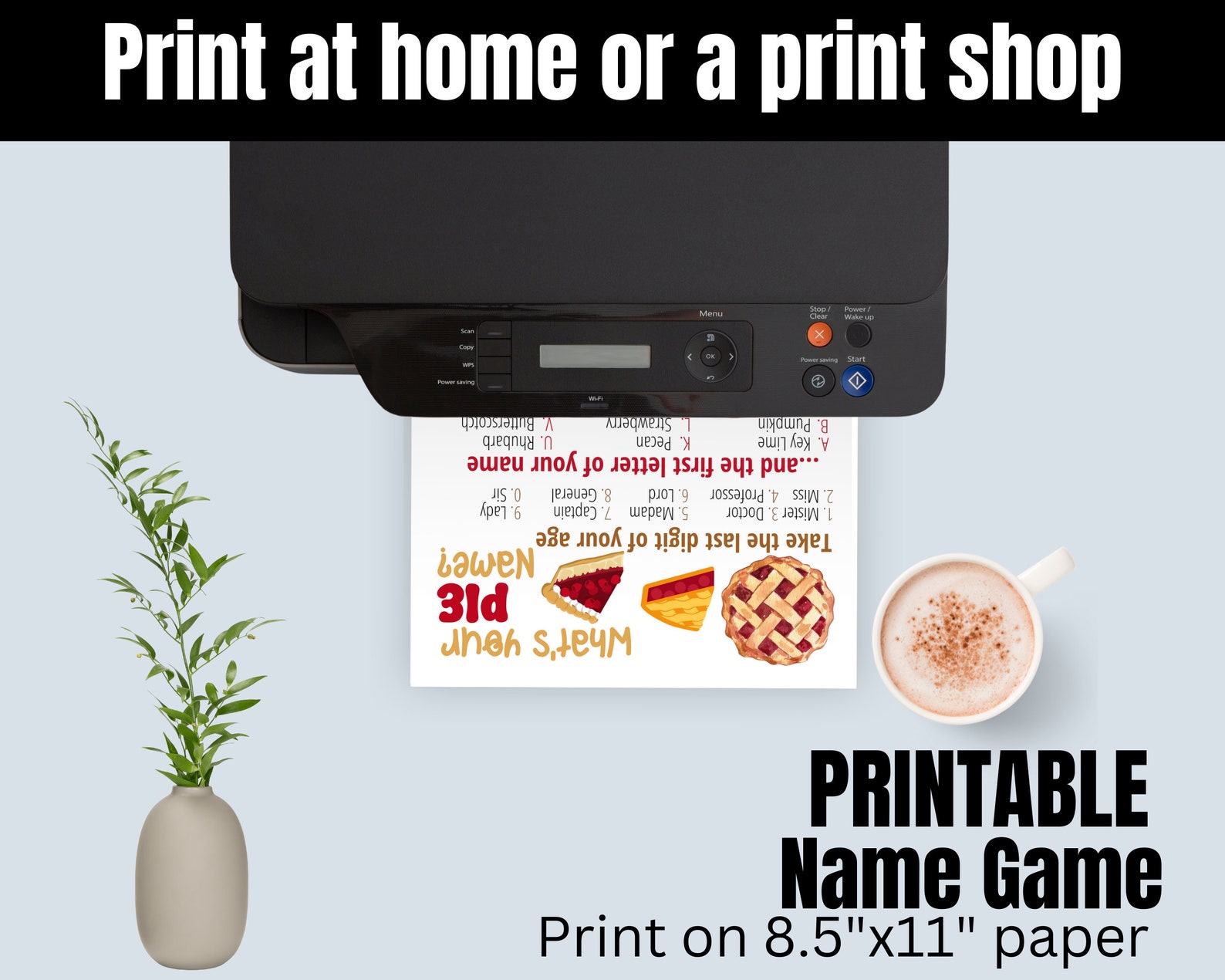 What's Your Pie Name Game WITH NAMETAGS SIGN, Pie Holiday Party Game ...