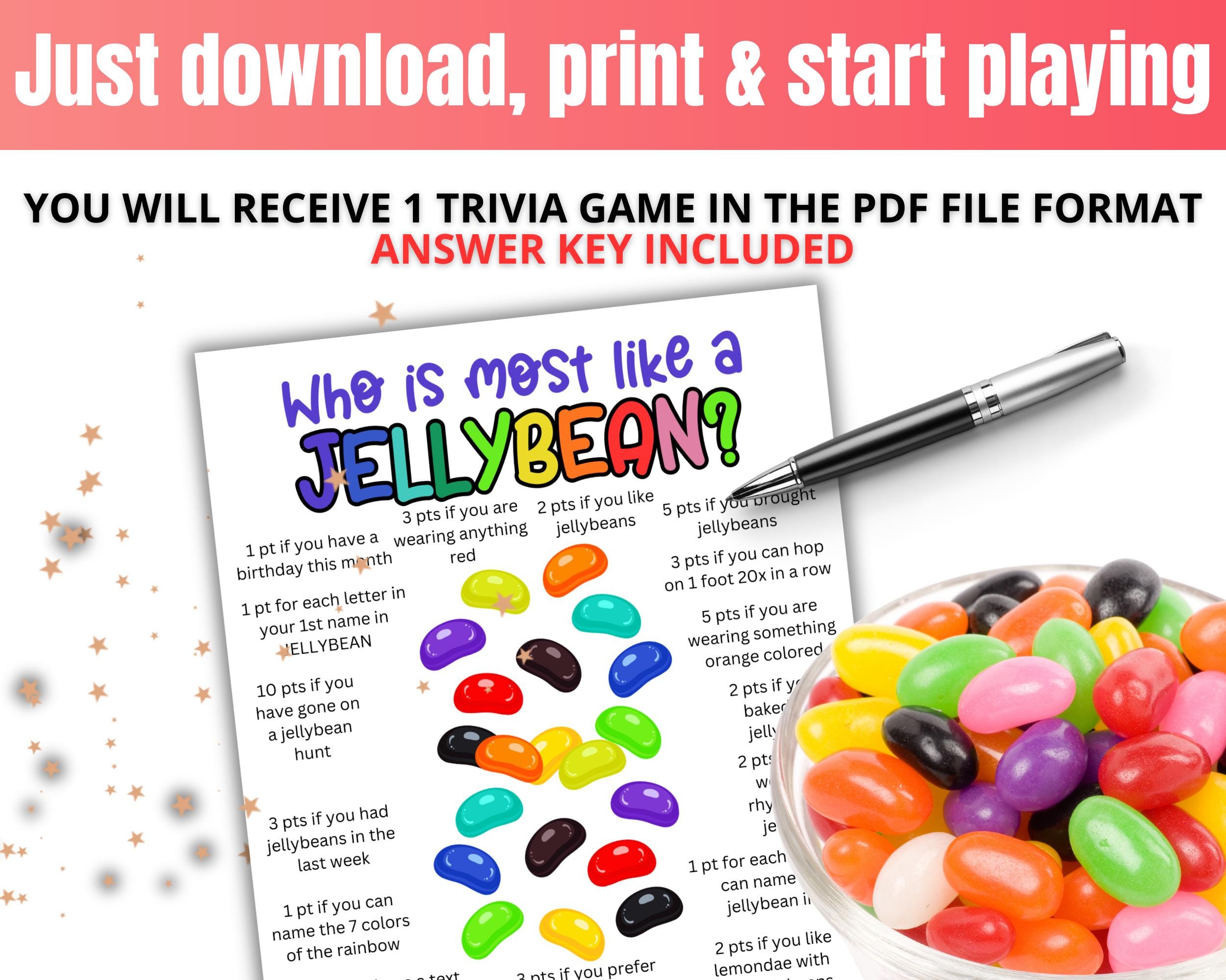 Who is Most Like a Jellybean Trivia Game,easter Party Game, Jelly Bean ...