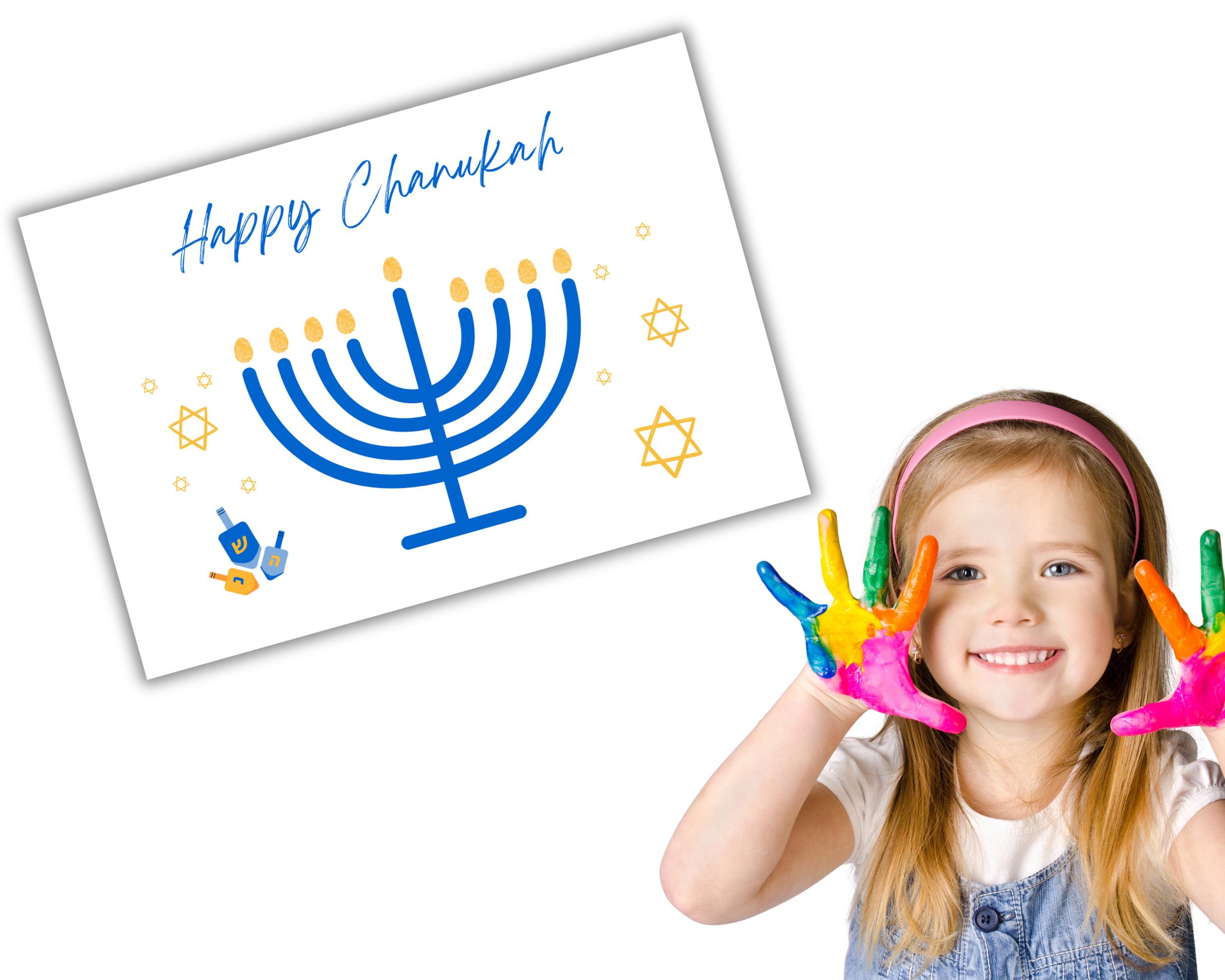 Hanukkah Craft for Kids, Fingerprint Craft, Menorah Candles, Handprint ...