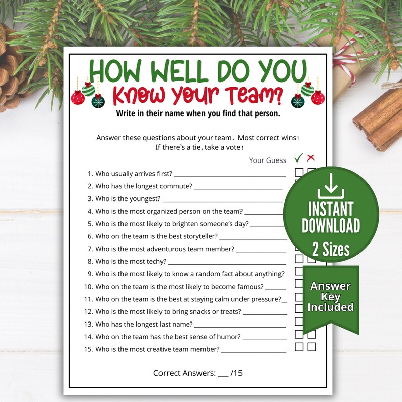 Christmas Team Building Games, How Well Do You Know Your Team, Coworker ...