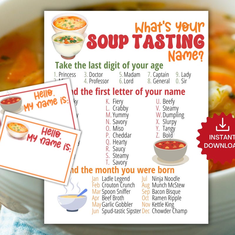 Soup Name Labels - Etsy