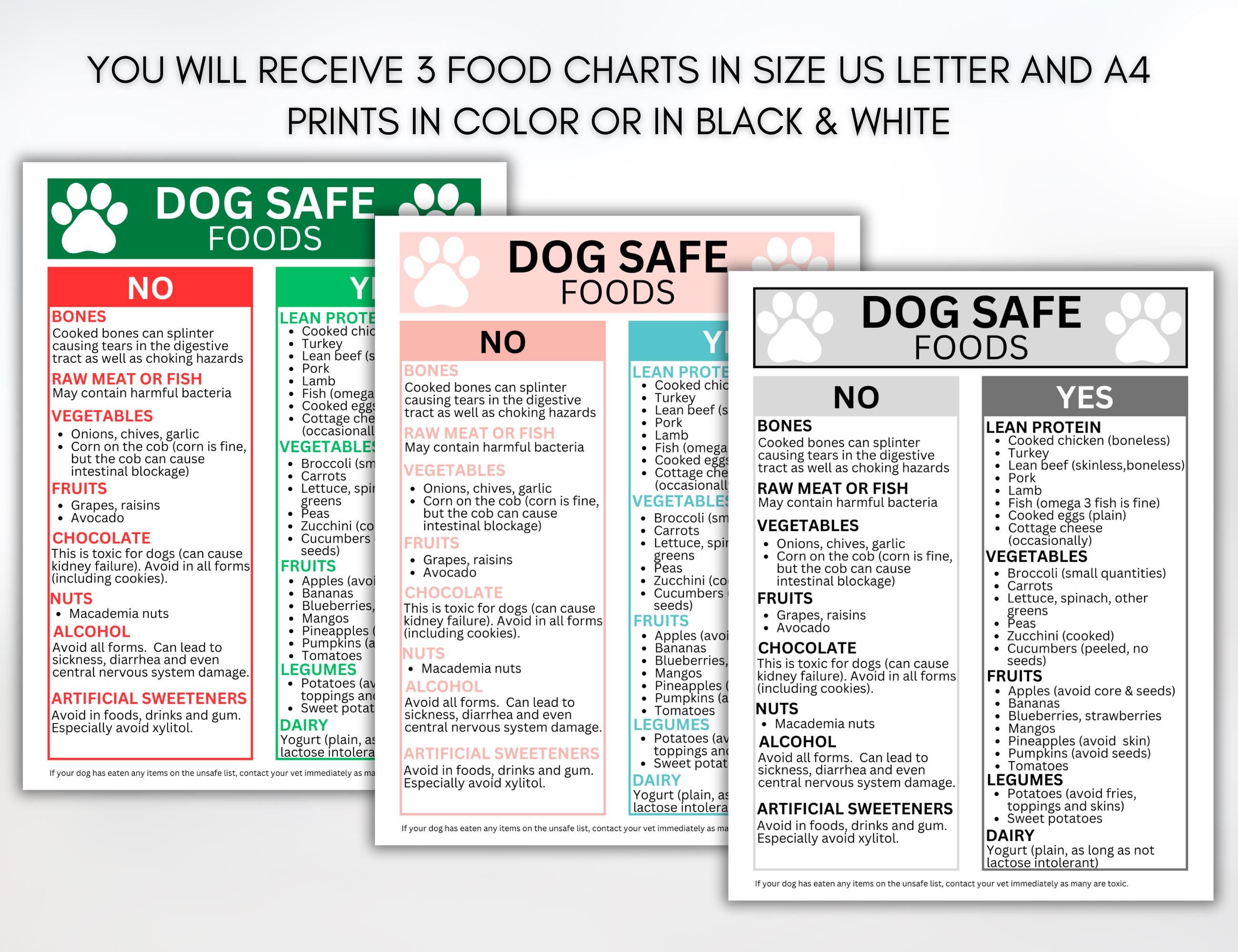 Dog Safe Food List, Safe & Unsafe Food Chart for Puppies and Dogs ...