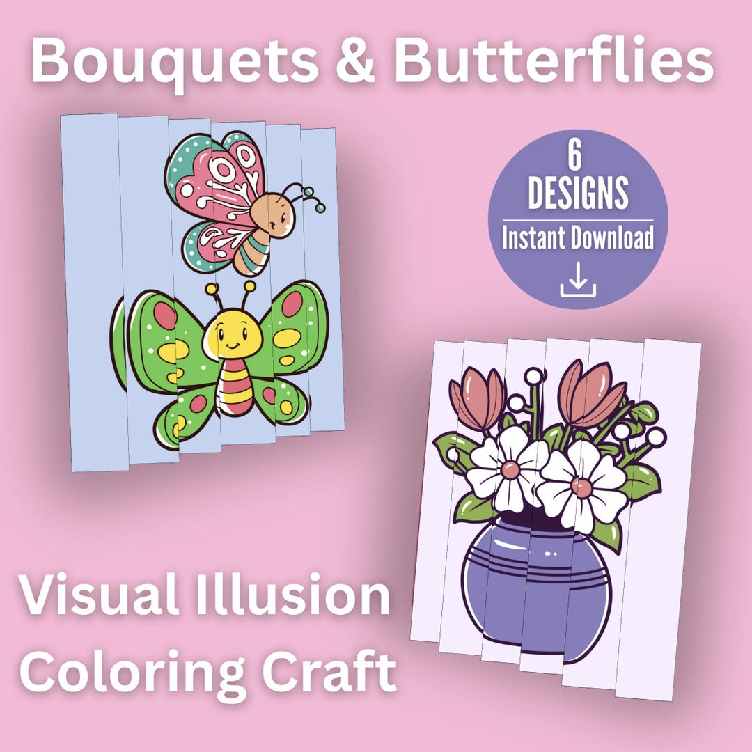 Bouquet and Butterflies Coloring Crafts, Agamographs Activity for Kids ...