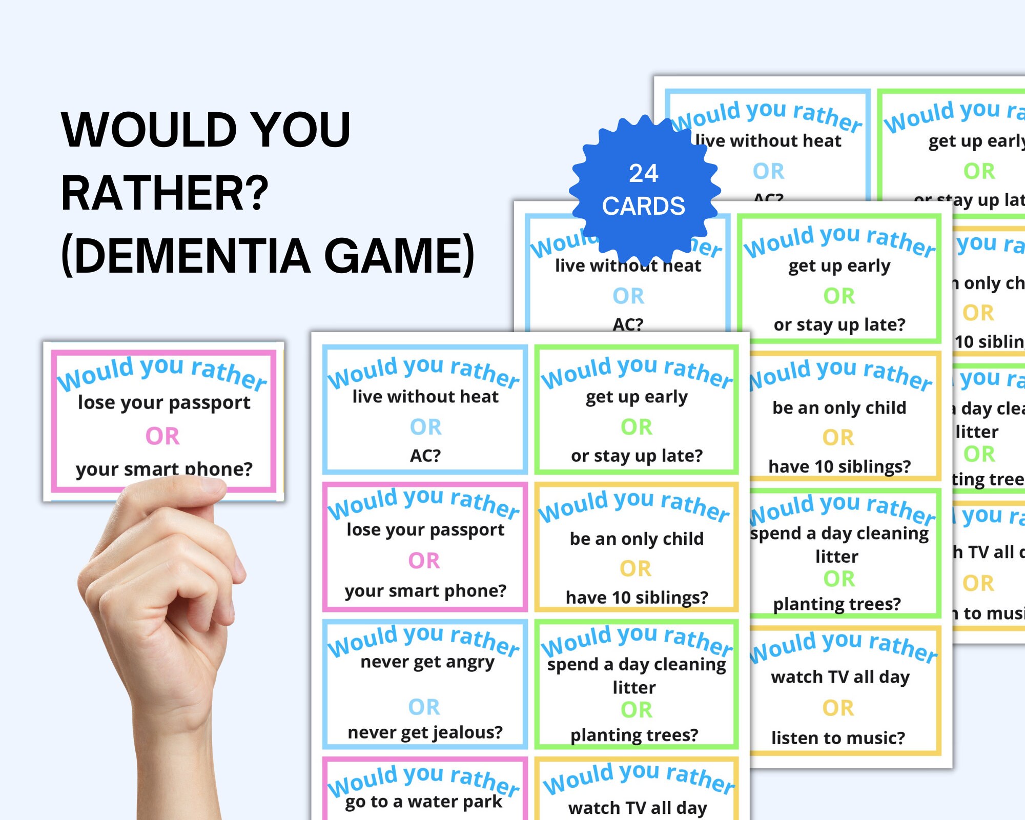 Dementia Game Bundle. Senior Citizens Would You Rather Game,pass the ...