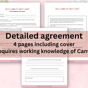 Daycare Contract Form, Child Care Contract, Home Daycare Contract ...