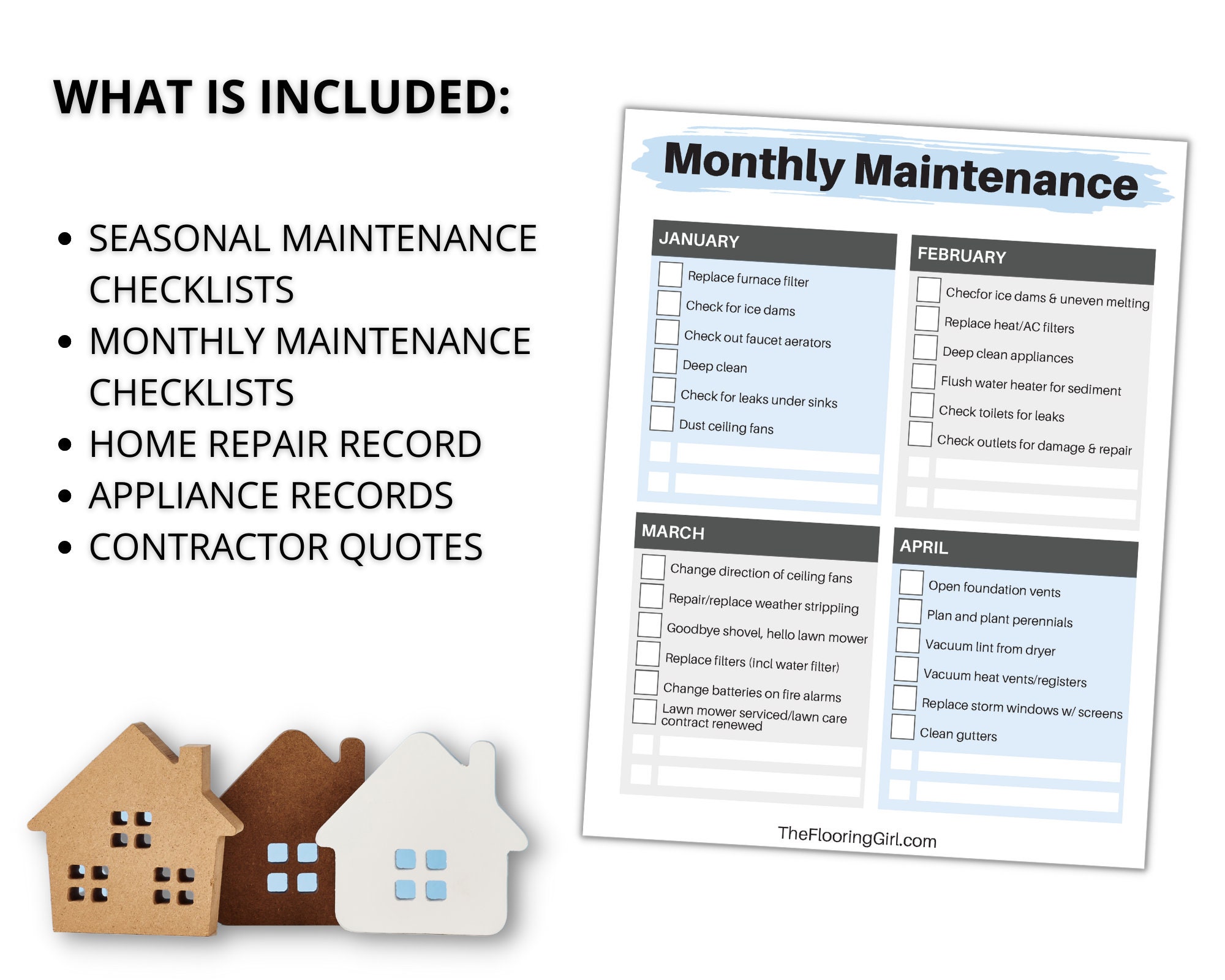 Home Maintenance Checklists, Home Maintenance Planner, Home Maintenance ...