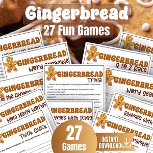Gingerbread Game Bundle,27 Games,christmas Games,friendsmas Printable ...