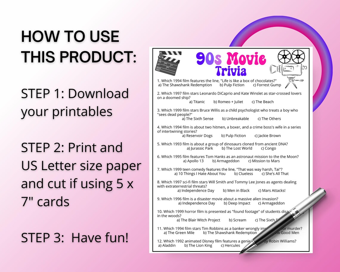 Movie Trivia Game, Decades Movie Quiz9 Party, Silver Screen Movie ...