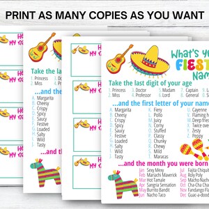 What's Your Fiesta Name Game WITH NAMETAGS + SIGN, Cinco De Mayo Party ...