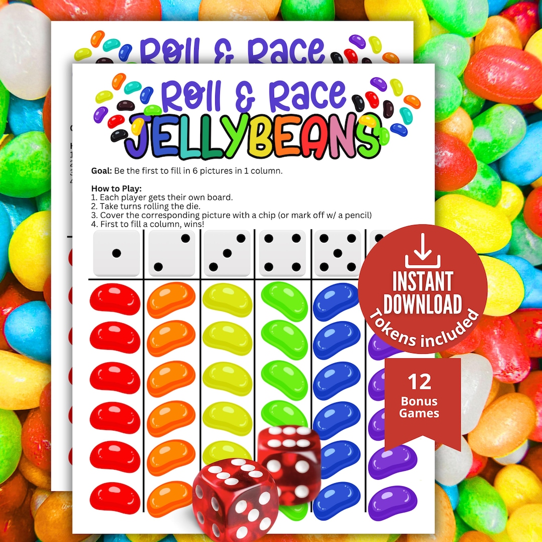 Jellybean Roll and Race Game,easter Party Game, Jelly Bean Dice Game ...