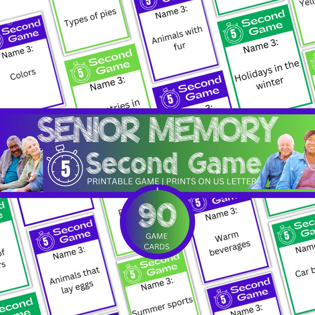 Senior 5 Second Game, Dementia Activity for Seniors, Memory Games for ...