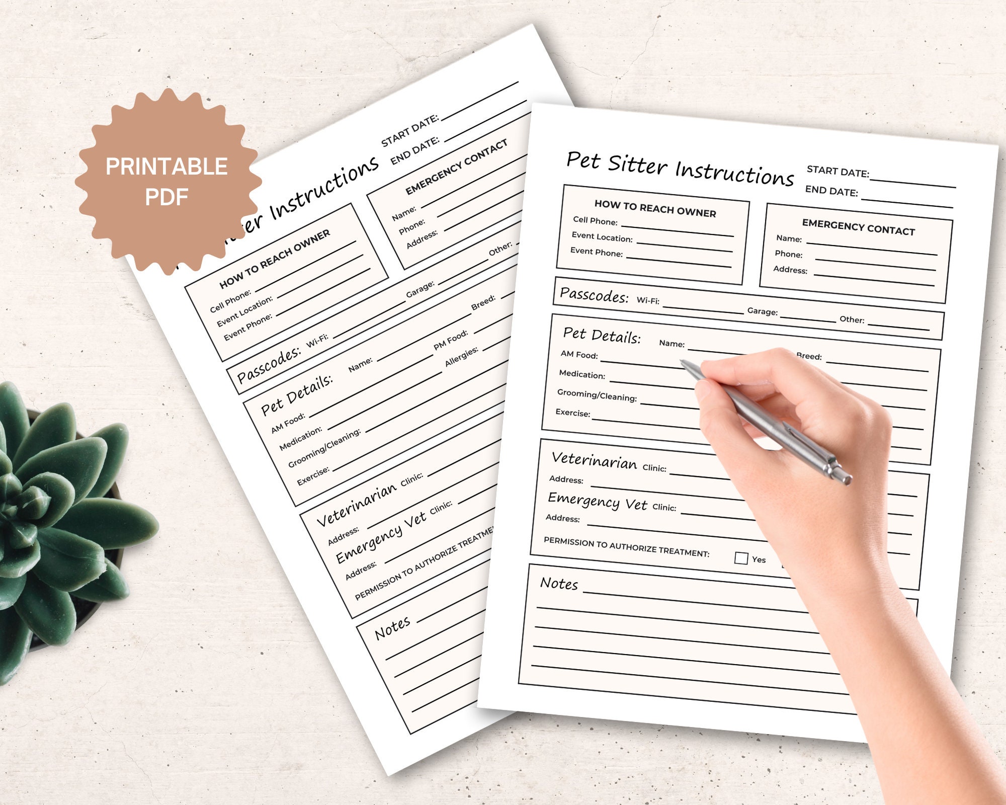 Pet Sitter Instructions Pet Sitter Templates Pet Sitter - Etsy